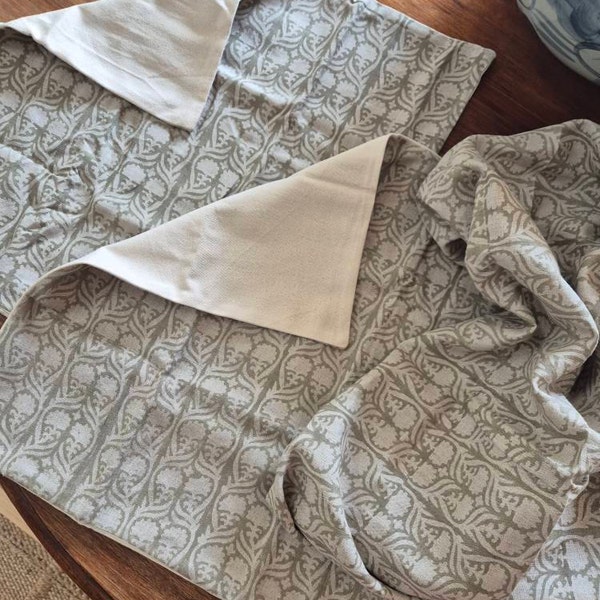KADU Jall//block Print Handloom Linen Fabric Linen Fabric Browne Flower ...