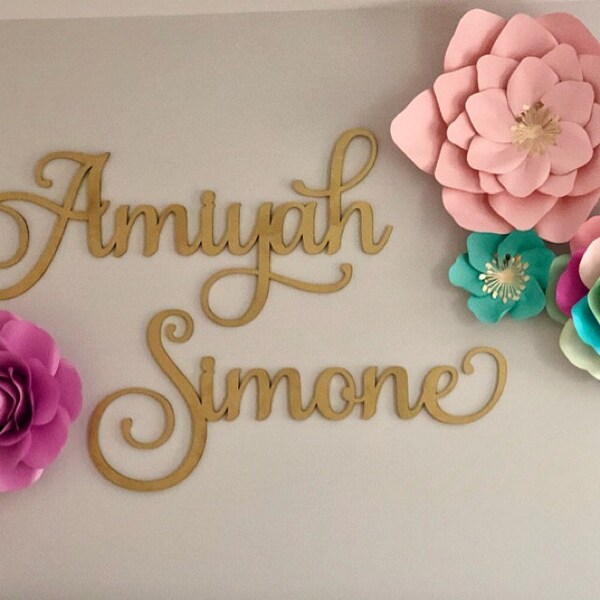 Cutout Name Signs - Two Names - Gold Bold Nursery Decor - Etsy