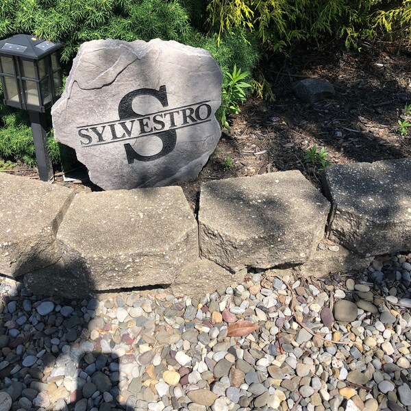 Monogram Name Stone - Engraved Rock - Personalized - Garden Stone ...
