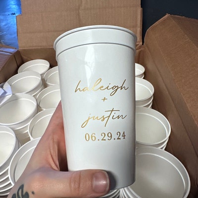 Engagement Party Custom Frosted Cups, 8oz, 9oz, 10oz, 12oz, 14oz, 16oz ...