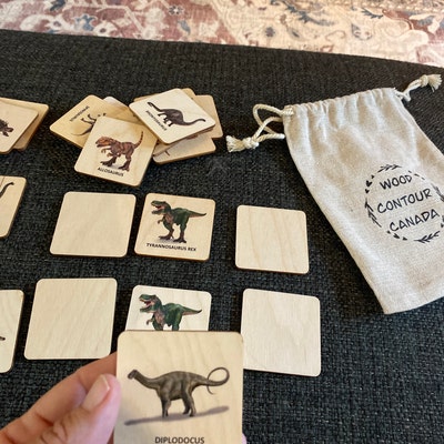 Wooden Dinosaurs Memory Game/ Montessori Toy Matching Game for Kids ...