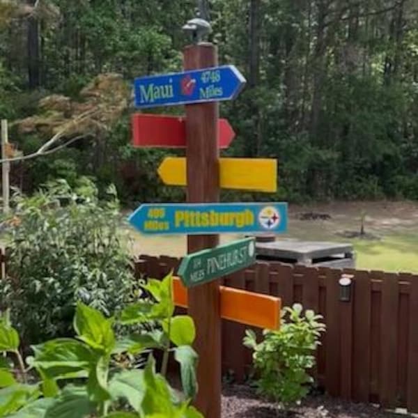 Custom Wooden Directional Signs, Signs With Locations and Distances ...