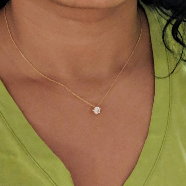 Floating Diamond Necklace, Bridesmaid Gift, Big Single Diamond, Diamond ...