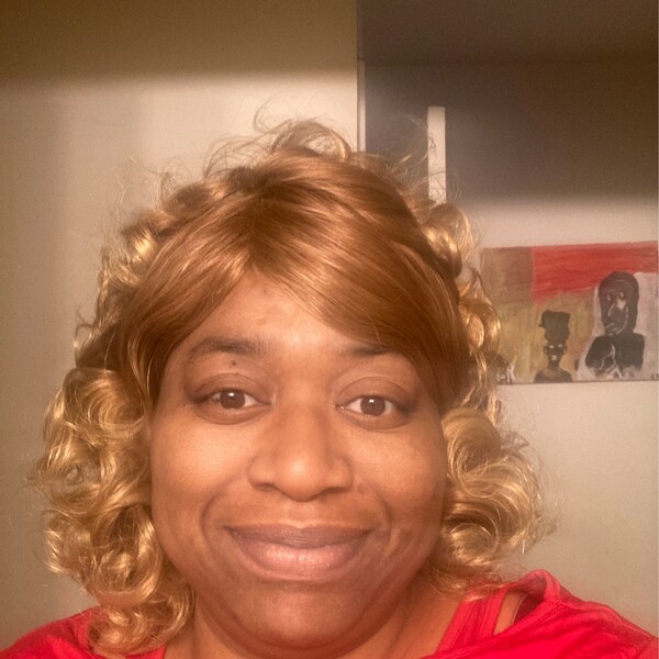 Fringe Bang Bouncy Full Yaki Texture Curly Voluminous Synthetic Wig ...