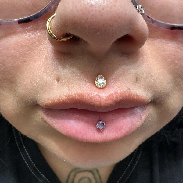 16g Teardrop Medusa Ring • Lippy Loop Labret • Surgical Steel Lip Ring ...