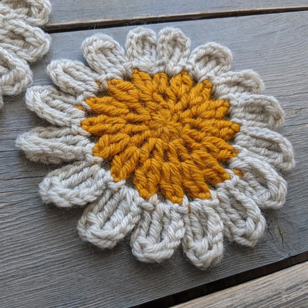 Double Treble Daisy Crochet Coaster Pattern / Daisy Coaster Pattern ...