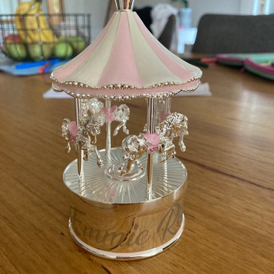 Personalised Silver Musical Carousel Music Box Musical - Etsy