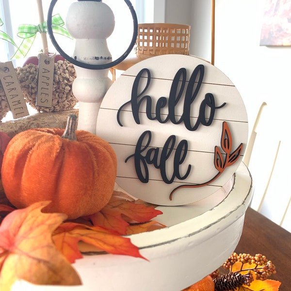 Hello Fall Tier Tray - Fall 3D Mini Signs - Pumpkin - Fall Decor ...