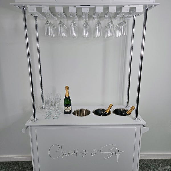 Food Cart, Charcuterie Cart, Champagne Cart, Available in Wood or Waterproof Plastic ...