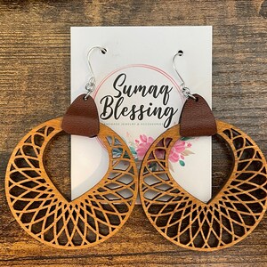 Wooden Earrings, Wooden Earrings for Women, Wood Earrings, Patterned ...