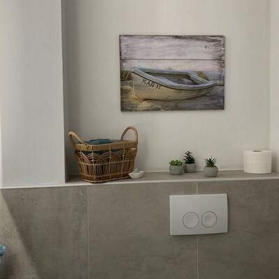 MÖWENPAAR Maritimes Bild auf Holz Leinwand Kunstdruck Print Wanddeko Rustikal Möwen Seevögel ...