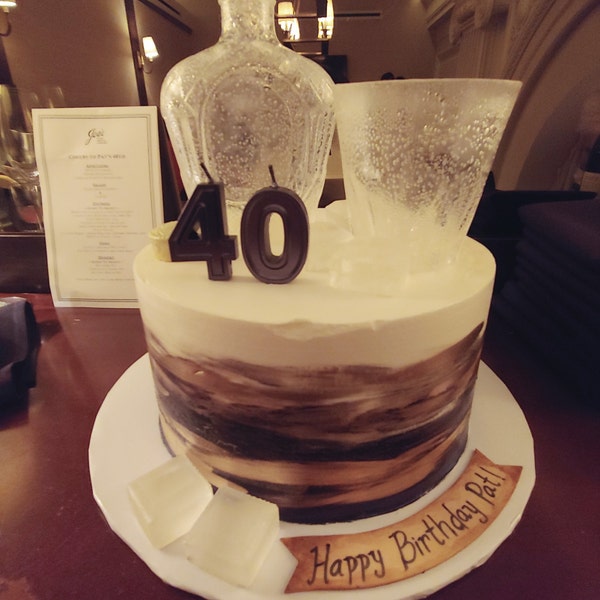 Handmade Whiskey Bottle Rocks Glass Cake Topper With Ice Sugar Whiskey ...