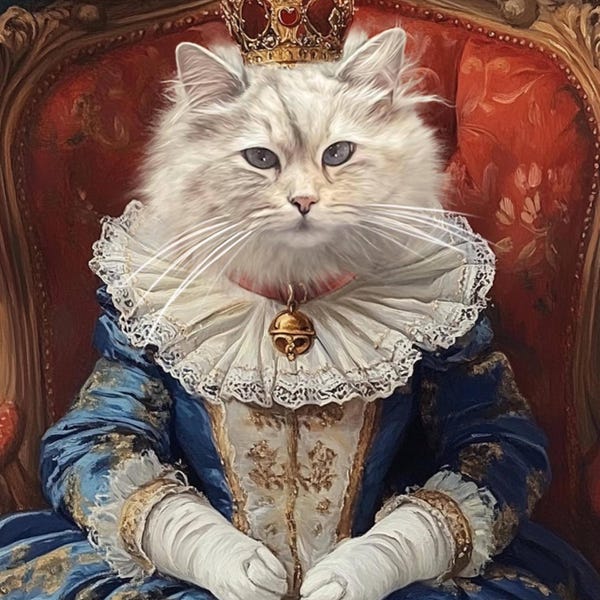 Custom Royal Cat Princess Portrait, Royal Pet Portrait, Royal Cat ...