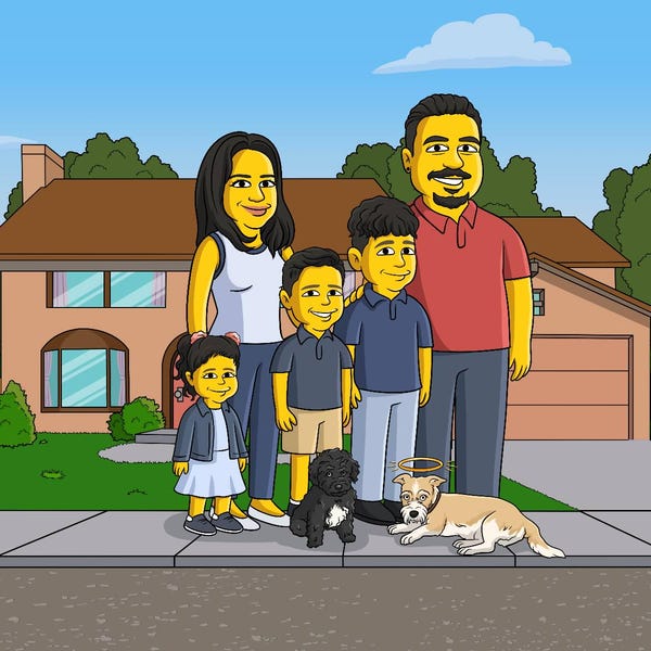 Family Art Bespoke / FAMILY as Cartoon Characters / Family Portrait ...