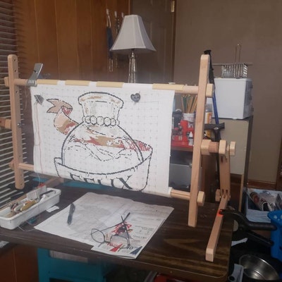 Needlework Table and Lap Hands-free Stand With Adjustable Frame Made of ...