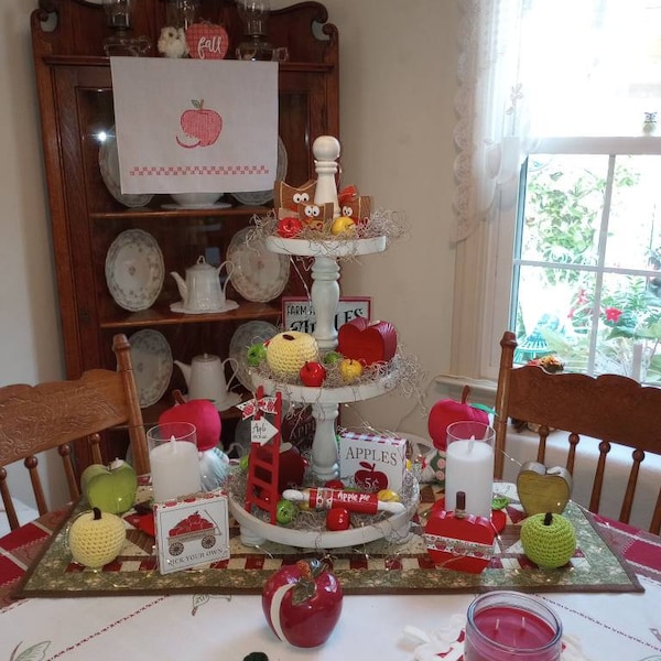 Restocked! Fall Apple Decor. Wooden Apples. Modern Prims. Tiered Tray ...