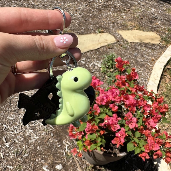 Chibi Iridescent Dinosaur Keychain - Etsy