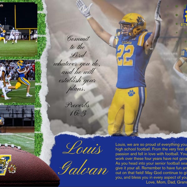 Football Sports Program or Senior Yearbook Ad Template: Customizable ...