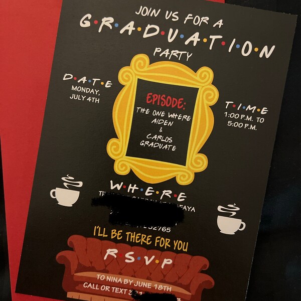 Friends Graduation Party Invitation, Friends Theme Graduation ...