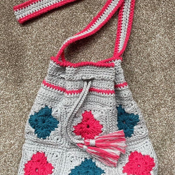 Crochet Bag PATTERN - Quatrefoil Drawstring Bag - Drawstring Bag ...