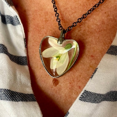 Bleeding Heart Necklace, Pressed Dried Flower. Terrarium Necklace ...