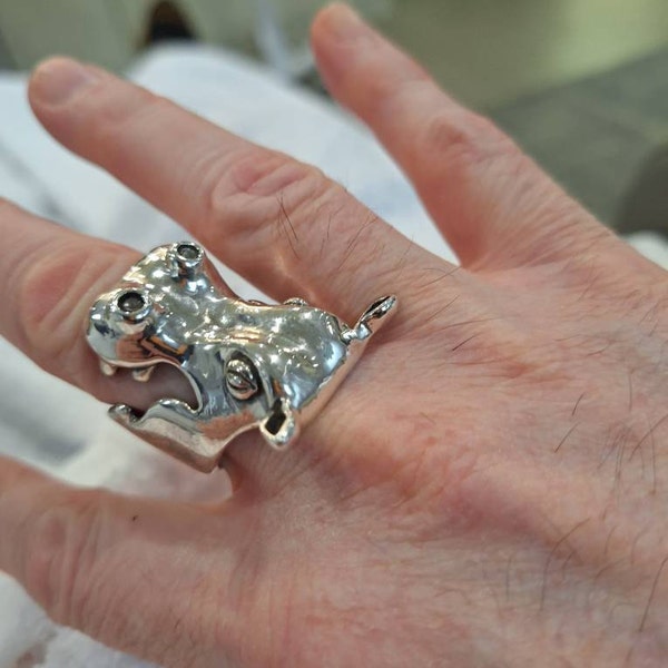 Hippo Jewelry Hippopotamus Ring Henrietta Hippo Ring Silver African Animal Jewelry River Horse ...