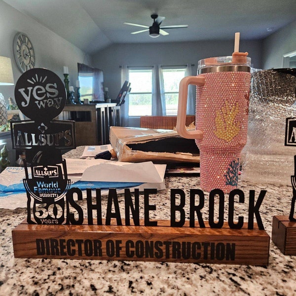 Custom Excavator Desk Name Plate Wedge, Personalized Nameplate Office ...