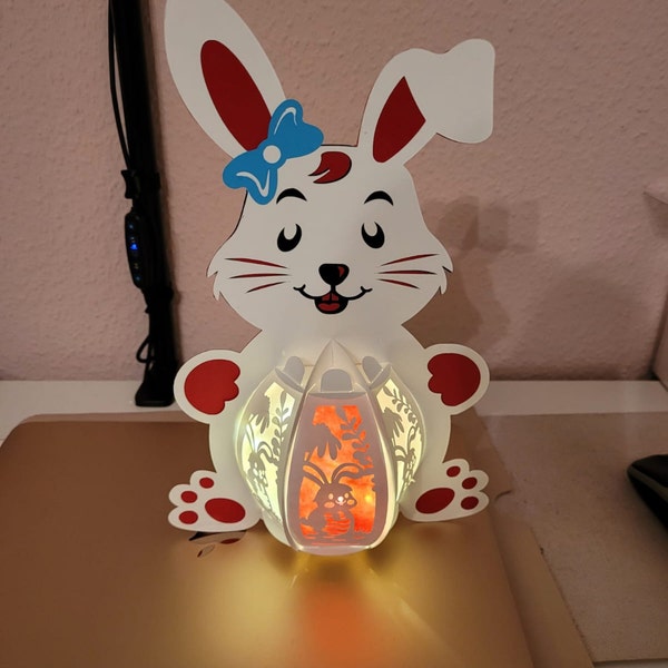 Pack 3 Bunny Lantern PDF, SVG, Studio Template - Bunny Easter Egg ...