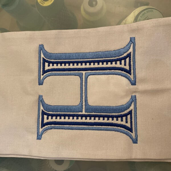 2 and 3 Inch Ryan Open Ribbed Satin Stitch Serif Type Boy Monogram ...