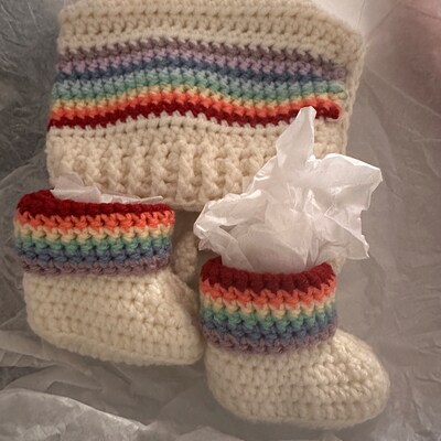 Rainbow Baby Bonnet, Crochet Bobble Hat, Newborn Rainbow Hat, Rainbow ...