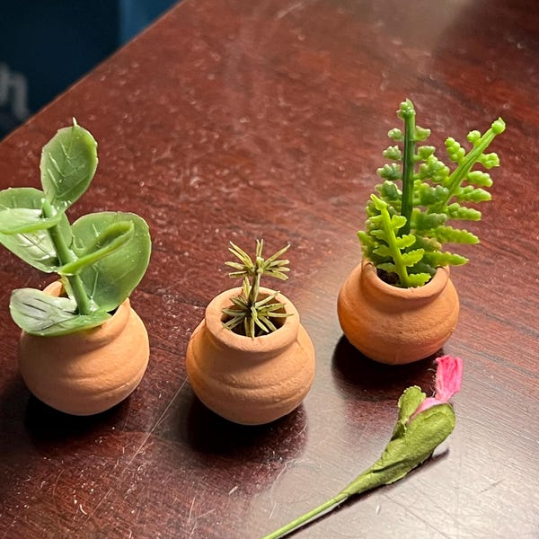 Miniature Plant Trio/ Tiny Plants/ Tiny Faux Plants/ Mini Plants ...