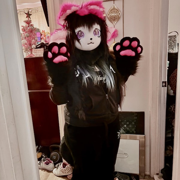 Alien Fursuit Head Mask and Handpaws Set- Handcrafted Faux Fur Kigurumi ...