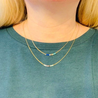Minimalist Gold Delicate Short Necklace With Tiny Beads, Thin Layering ...