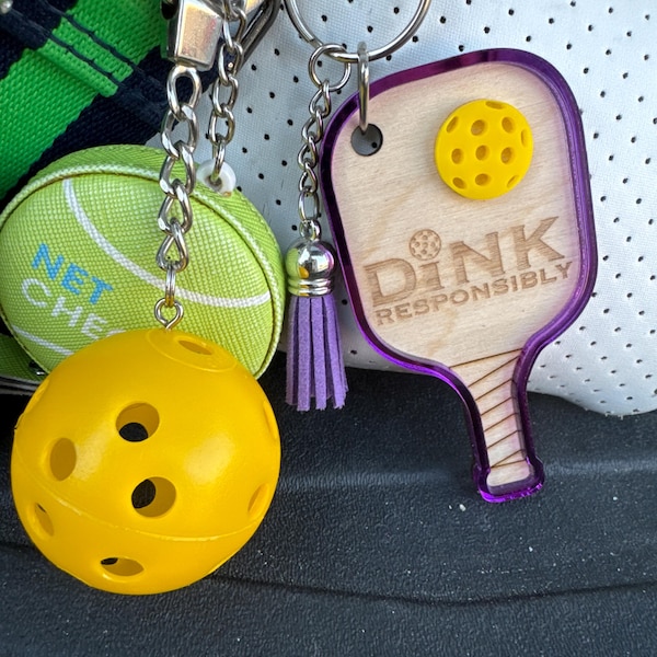 Pickleball Keychain or Bag Tag, Engraved With Name and Saying - Etsy