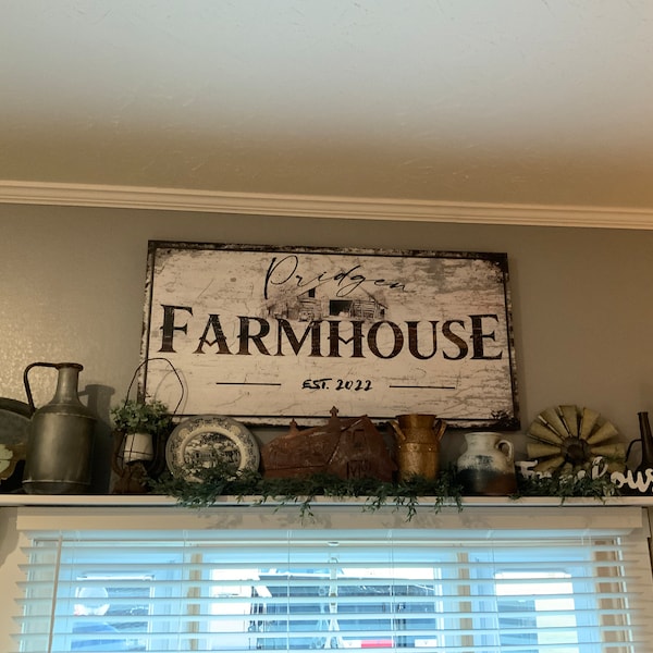 Rustic Farmhouse Sign, Huge Farm Sign, Custom Family Name Farmhouse ...