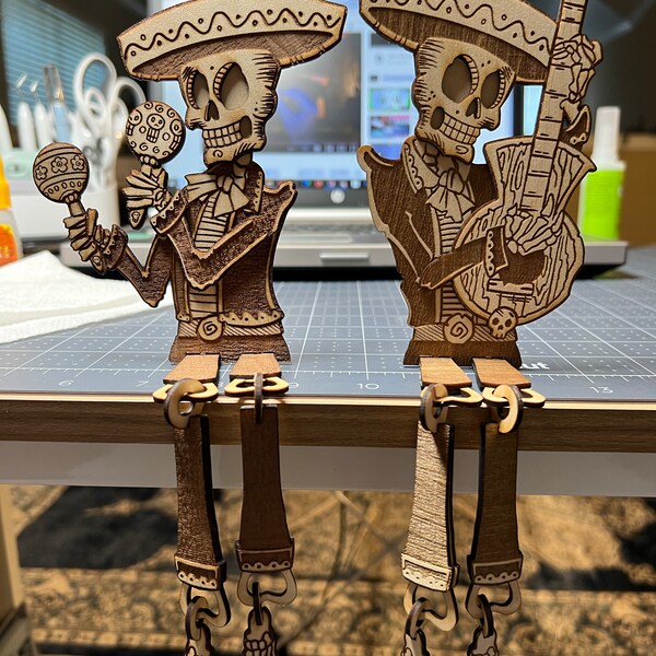 Skull Skeleton Laser Cut File Halloween Mariachi Dios De Los Muertos ...