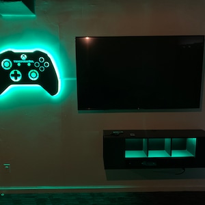 XXL Sized Led XBOX Game Controller Back Lit Sign, Game Room Decor, Wall ...
