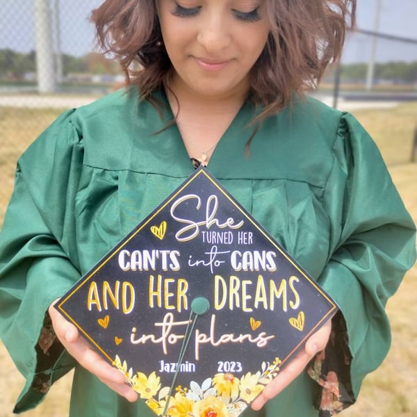 Personalized Graduation Cap Topper, Motivational Quote Grad Cap Topper ...