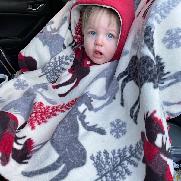 Car Seat Poncho Fleece Cape Coat Cold Carseat Girl Boy Toddler Blanket ...