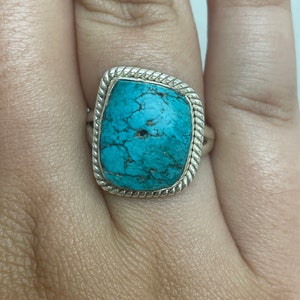 Raw Turquoise Ring, Sterling Silver Rings for Women, Natural Uncut ...