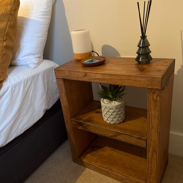 Bedside Table With Middle Shelf - Etsy