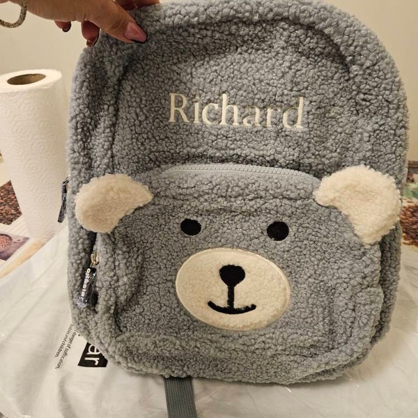 Personalised Fluffy Teddy Kids Backpack - Etsy