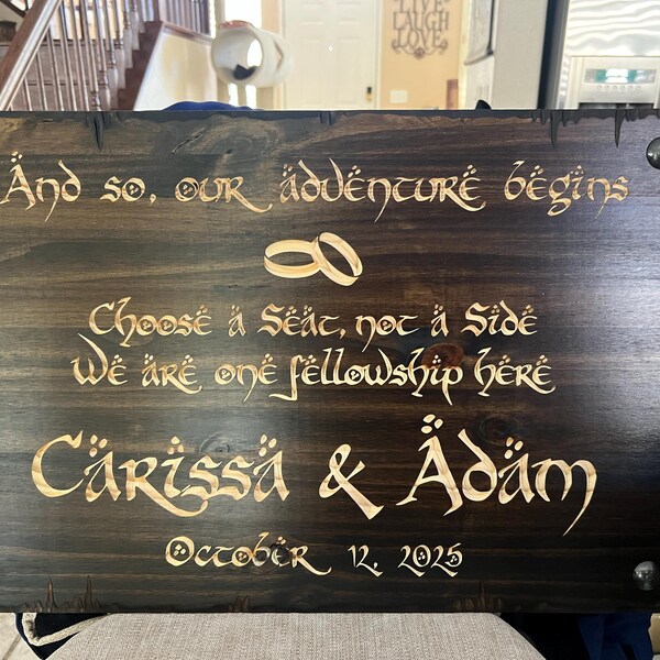 Two Rings to Bind Them Sign Engraved Rustic Wood Wedding Sign With ...