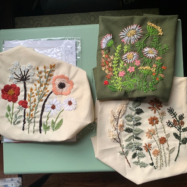 Kit de broderie pour débutants, motifs de broderie floraux, kits de ...