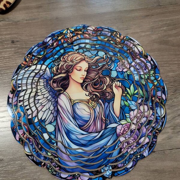 Stained Glass Angel Wind Spinner, Angel Wind Spinner Sublimation Design ...