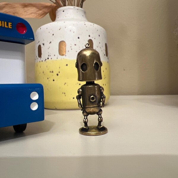 Handmade Brass Robot Figurine: Bitsy Desk Decor (4cm) - Etsy
