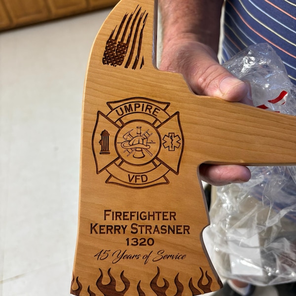 Throwing Axe Hatchet Award - Custom Laser Engraved Made of Cherry Wood ...