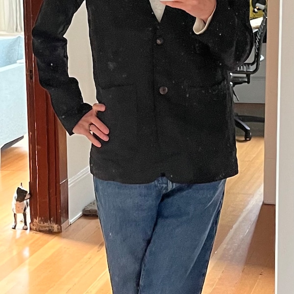 Collarless Linen Jacket for Women, Buttoned Linen Cardigan, Linen ...