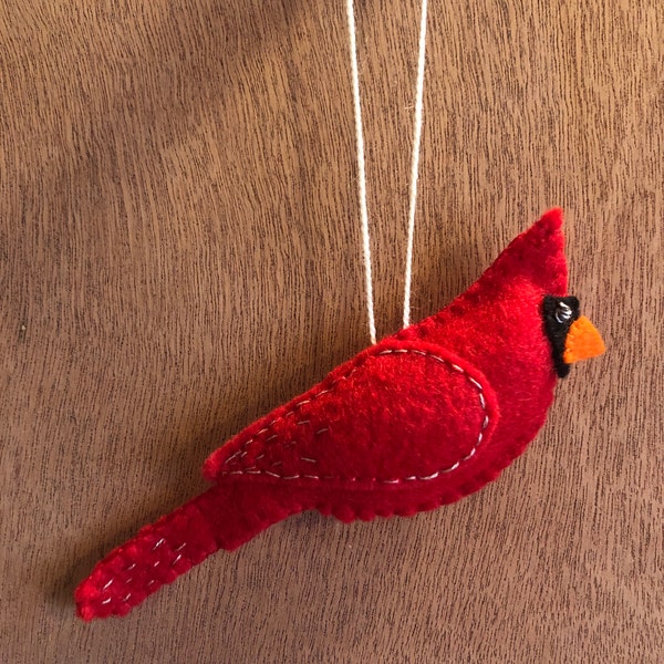 Handmade Cardinal Felt Christmas Ornament Felt Cardinal Bird 5 ...