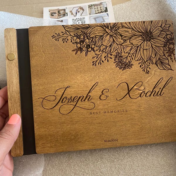 Please Sign Our Guest Book, Polaroid Photo Album Gift, Wooden Guest ...